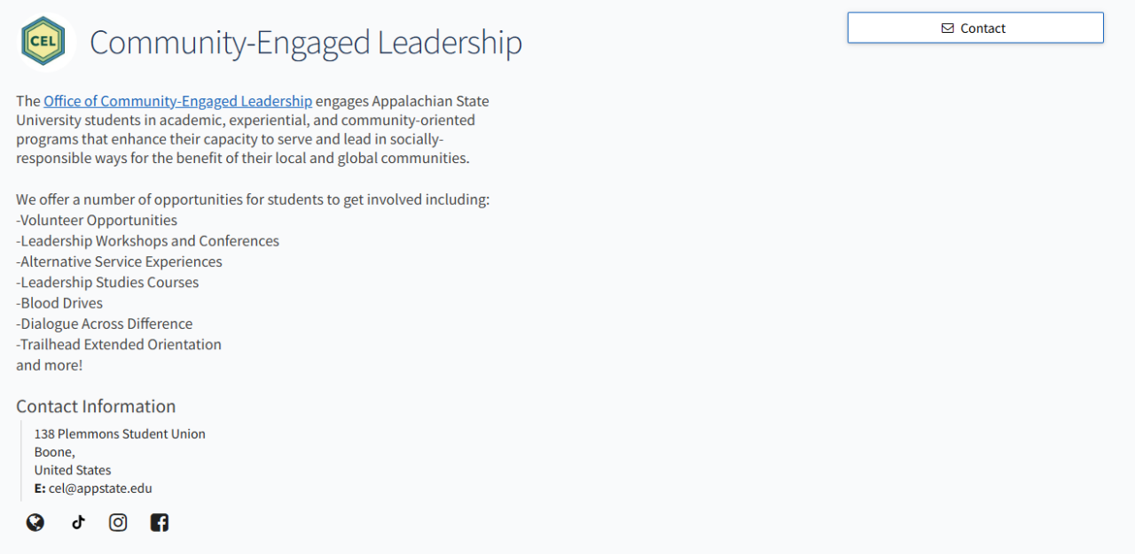 Using Engage | Community-Engaged Leadership | Appalachian State University